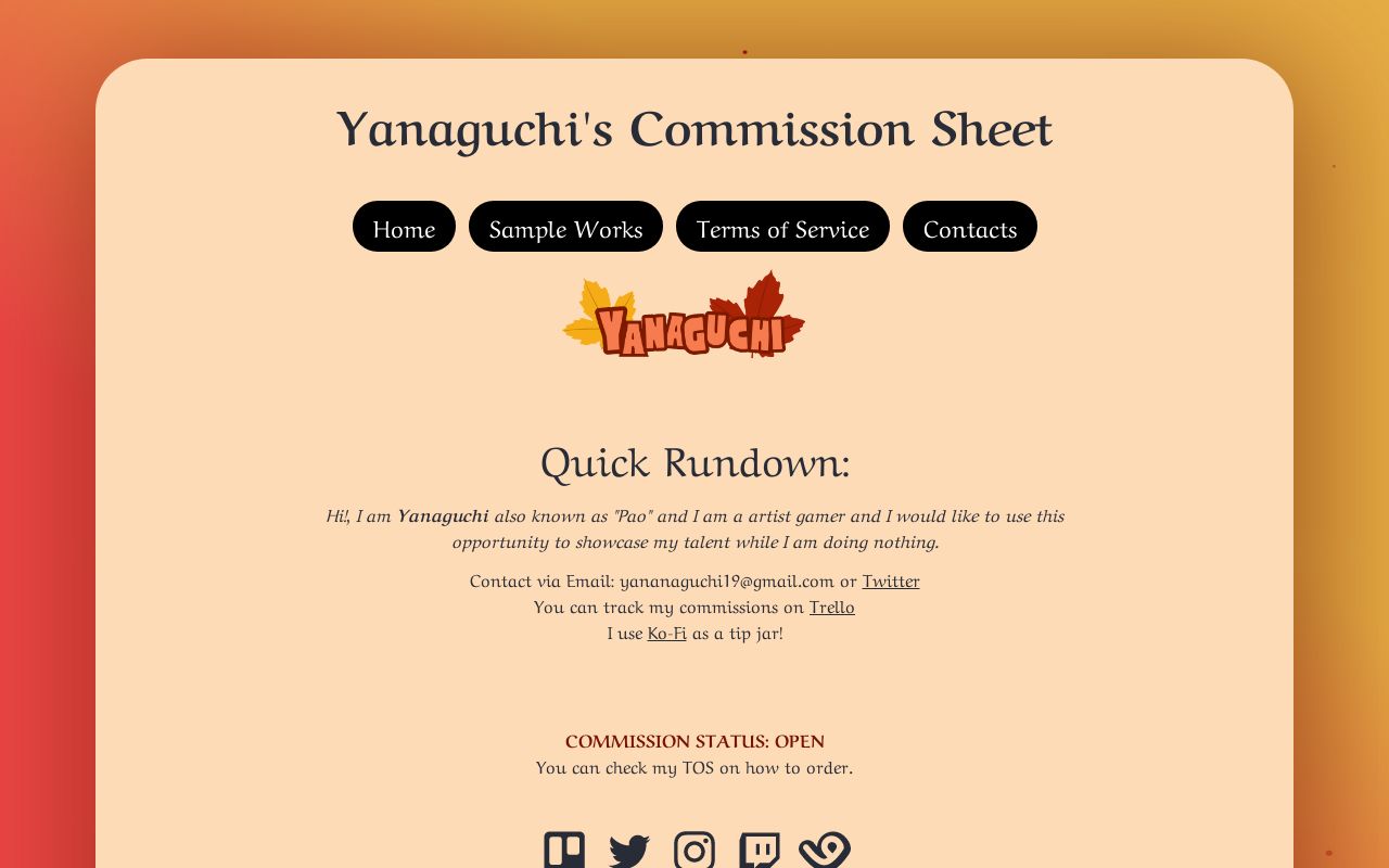Yanaguchi Commission Sheet